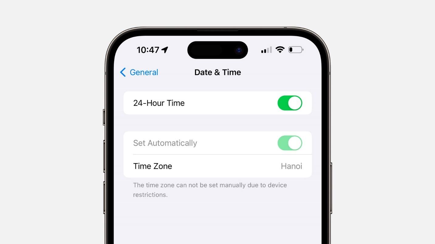 Fixed The Time Zone Cannot Be Set Manually Due To Device Restrictions